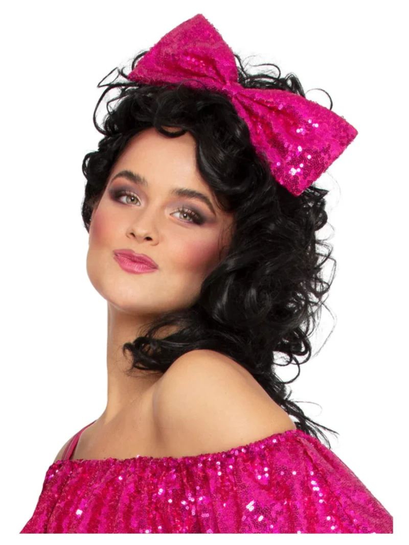 80s Pink Metallic Headband Fancy Dress Costume