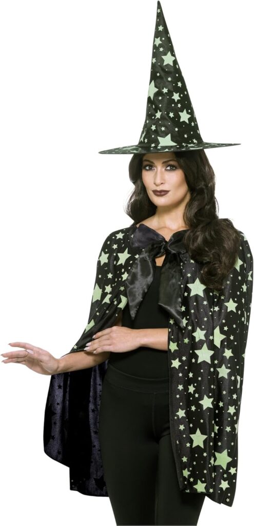 Midnight Witch Cape Glow In The Dark Fancy Dress Costume